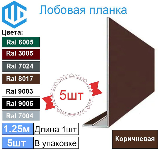 Лобовая планка кровли (250мм) Ral 8017 ( 5 шт ) 1.25м - купить с доставкой по выгодным ценам в ...