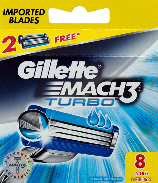 Сменные лезвия для бритья Gillette Mach 3 Turbo EuroPack (8 кассеты ...