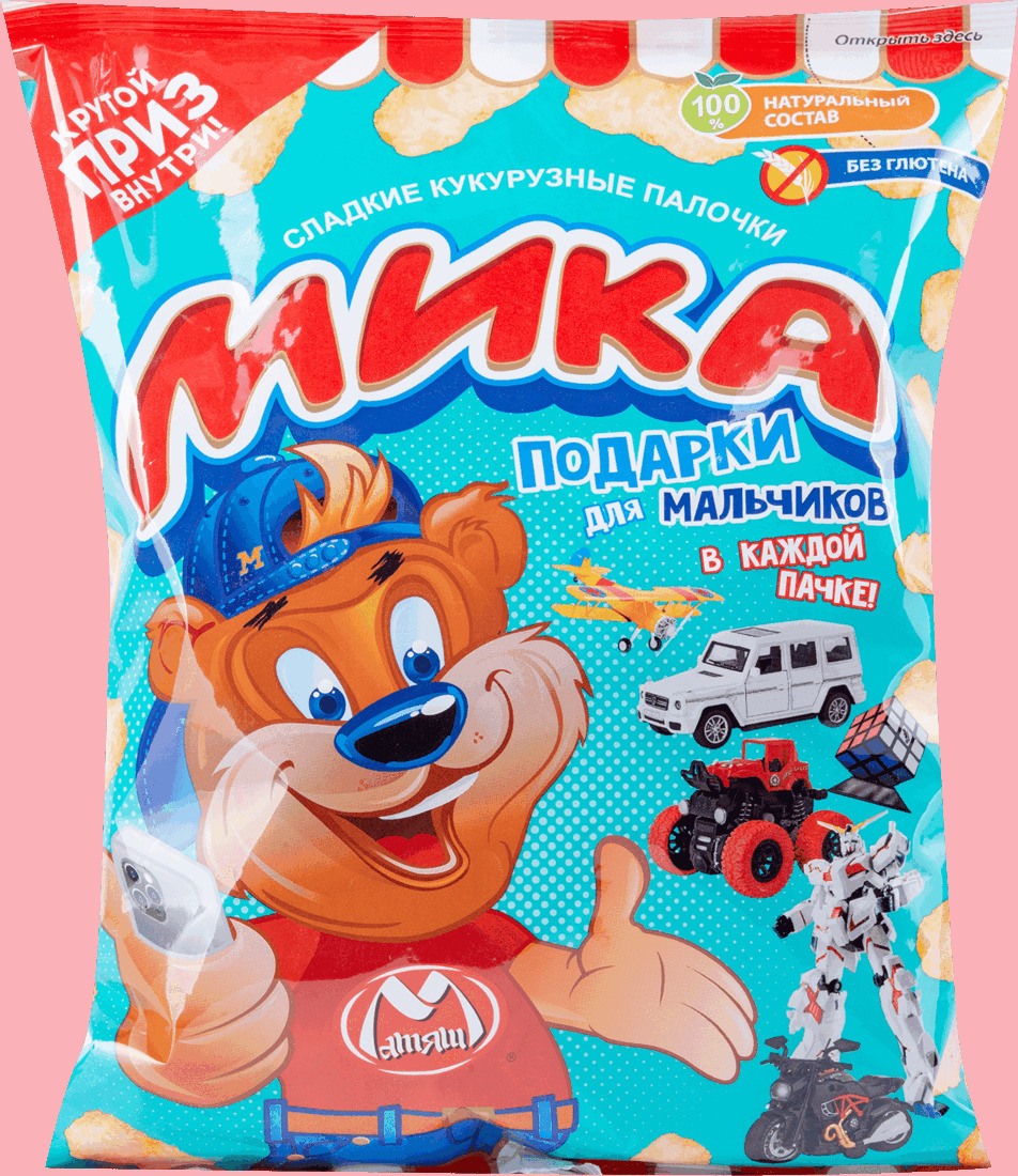 Кукурузные палочки Мика с подарком в наборе для мальчиков 70 г — купить ...