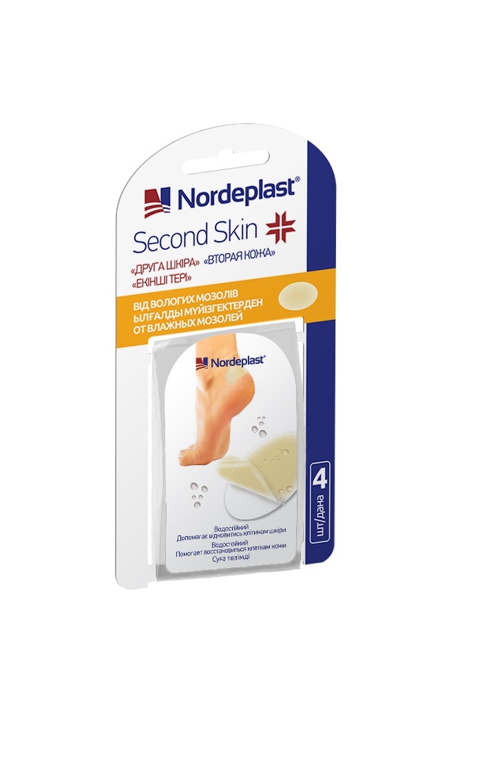 Пластырь мозольный Nordeplast гидроколлоидный Second Skin 20x60мм, 4шт ...