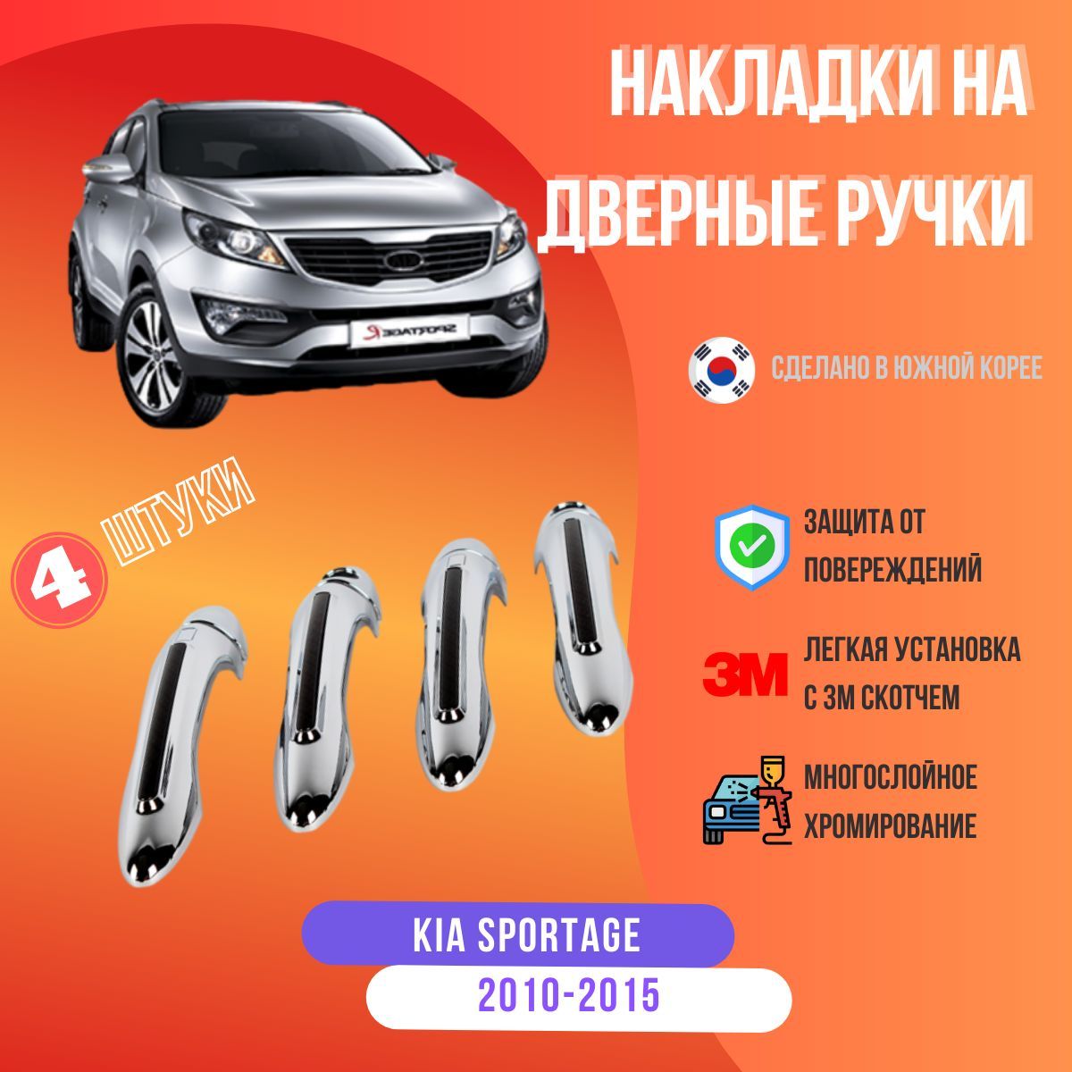 Накладки на Дверные Ручки Kia Sportage – купить в интернет-магазине ...