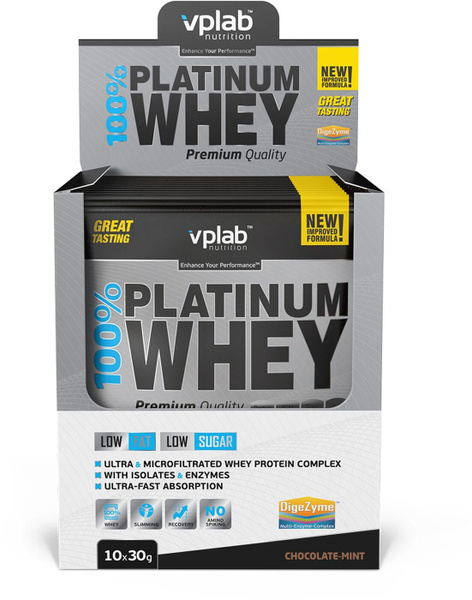 Протеин VPLAB Nutrition 100% Platinum Whey show box, мятный шоколад, 10 ...