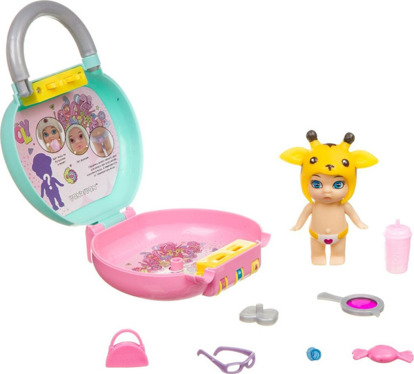 Набор игровой Bondibon Куколка OLY в шапочке с животным и аксессуарами в чемоданчике на кодовом ...