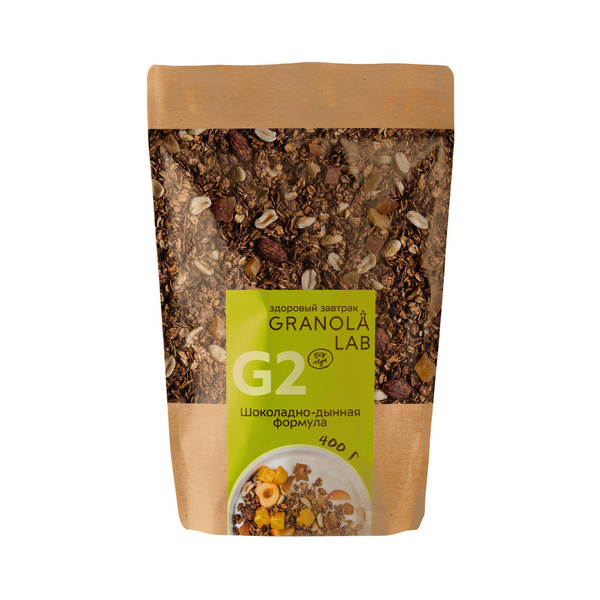Гранола шоколадная G2 "Шоколадно-дынная формула" 400 г. Готовый здоровый завтрак. Мюсли без ...
