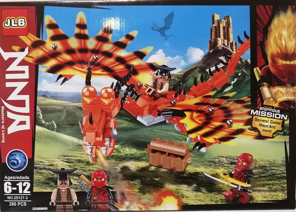 Конструктор JLB NINJA 3D127-3 Красный Дракон Нинзя, 260 деталей ...