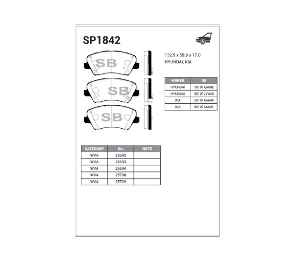 Колодки тормозные Sangsin Brake SP1842 Передние - купить по низким ...