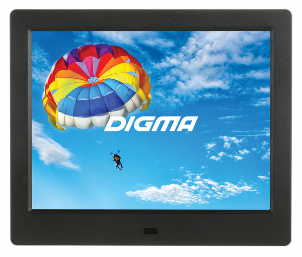Фоторамка Digma 8", 1024x768, IPS, видео, zoom, часы, календарь, пульт ...