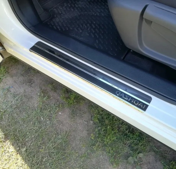 Накладки на пороги NISSAN QASHQAI CARBON/Ниссан Кашкай J10 2006-10; J10 ...