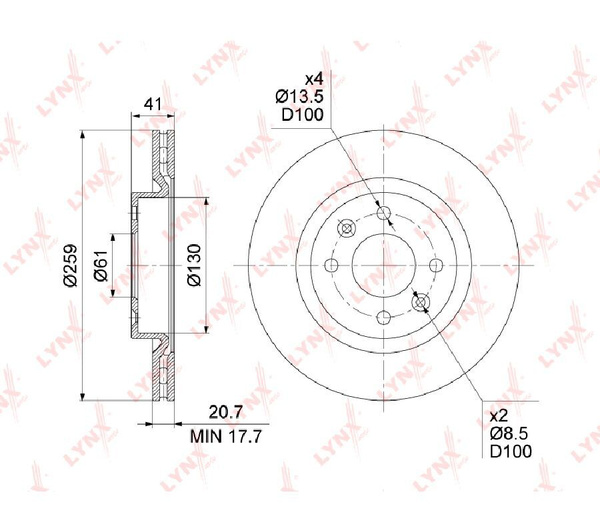 BN-1418 Диск тормозной перед прав/лев LYNXauto - купить по низкой цене в интернет-магазине OZON ...