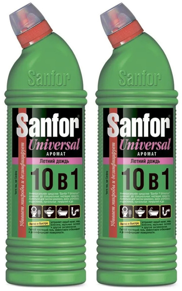 Sanfor Универсальный чистящий гель Universal 10в1 Летний дождь, для чистки и дезинфекции, 1000г ...