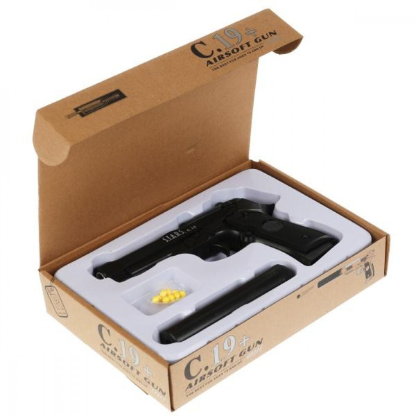 Пистолет игрушечный пневматический Airsoft Gun C19+ (металл, съемный ...