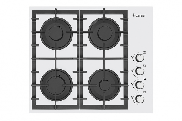 Газовая поверхность Gefest 2230 K12 белый (решетки чугун, закаленное стекло, электроподжиг, газ ...