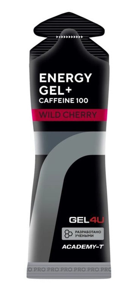 Энергетический гель для бега GEL4U + Caffeine 100мг (Вишня), 60мл / С ...