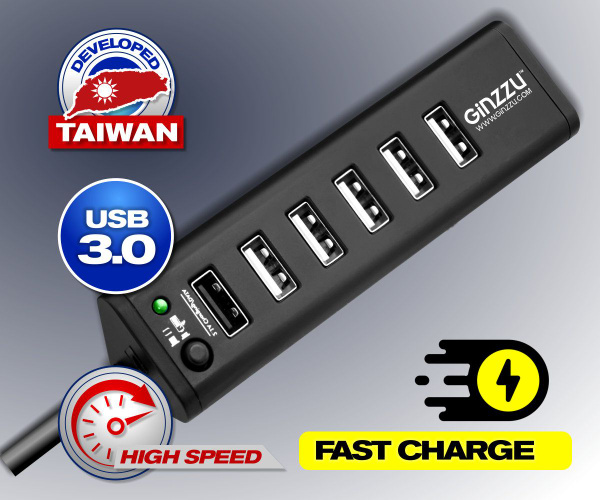 USB 3.0 концентратор HUB Разветвитель для компьютеров на 7 портов ...