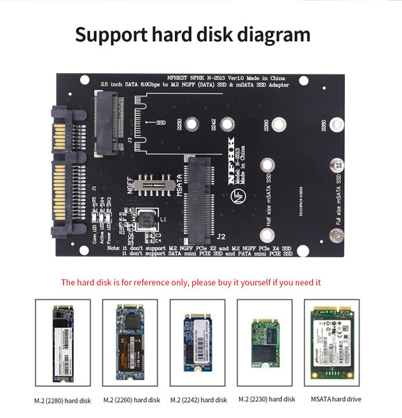 Адаптер переходник SSD SATA к M2 B-key и SATA к MSATA - купить с ...