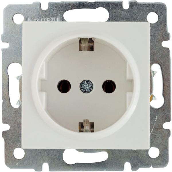 Розетка встраиваемая Lexman Виктория с заземлением, цвет белый купить ...