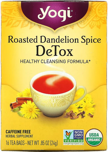 Yogi Tea, Detox, Roasted Dandelion Spice, Очищение, Одуванчик и Специи ...