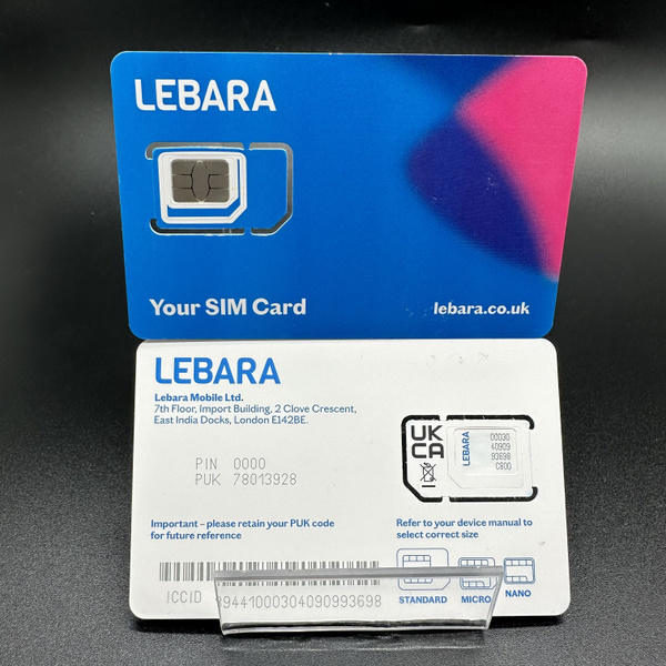 Характеристики SIM-карта Sim-карта Lebara +44 (Европейский Союз ...