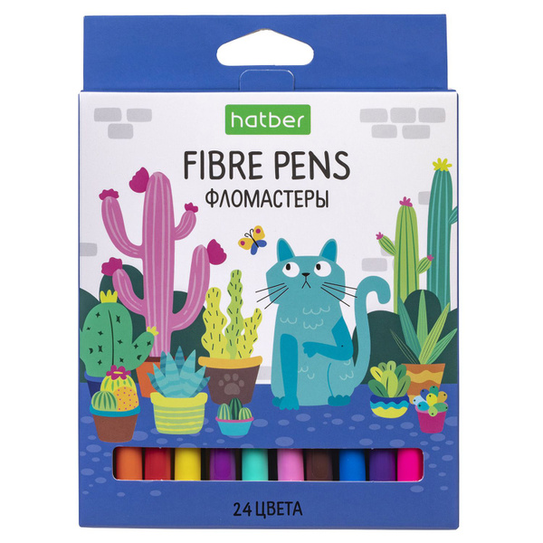 Фломастеры Hatber ECO Кис-Кис 24 цвета в картонной коробке с европодвесом - купить с доставкой ...