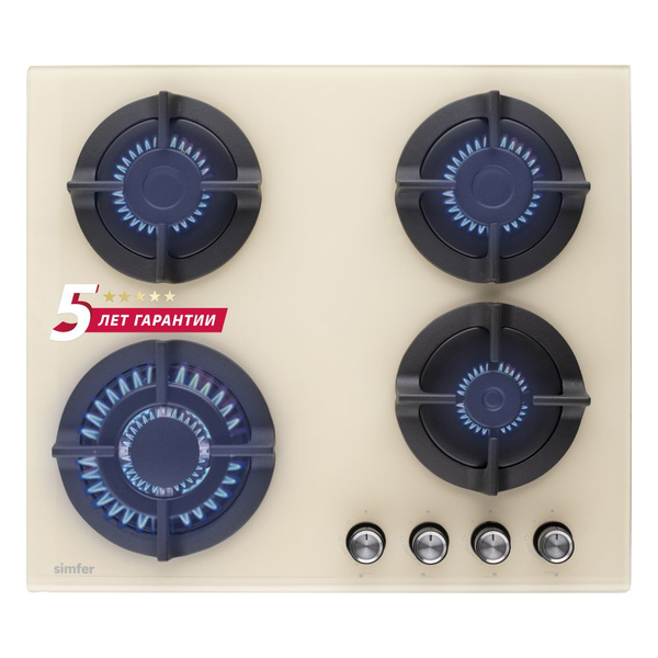 Газовая варочная панель Simfer 60см / газ-контроль / электроподжиг / WOK конфорка / закаленное ...