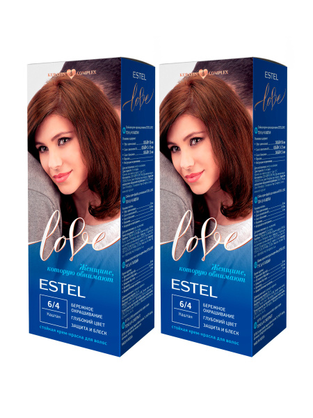 Estel Стойкая крем-краска LOVE, тон 6/4 Каштан (набор, 2шт.) - купить с доставкой по выгодным ...