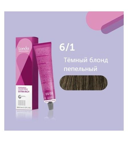 Профессиональная стойкая крем-краска для волос Londa Professional, 6/1 ...