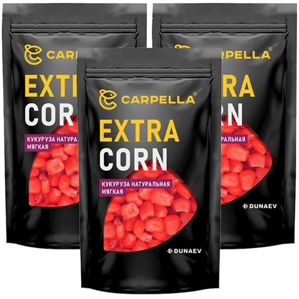 Кукуруза для рыбалки (3 уп) Carpella EXTRA CORN красная КОНОПЛЯ 100 гр ...