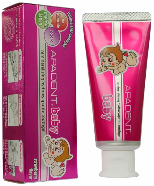Apadent Baby Детская зубная паста гель, с гидроксиапатитом, клубника ...