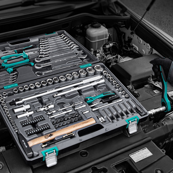 Набор инструментов, 1/4", 1/2", Cr-V, S2, усиленный кейс, 119 предм ...