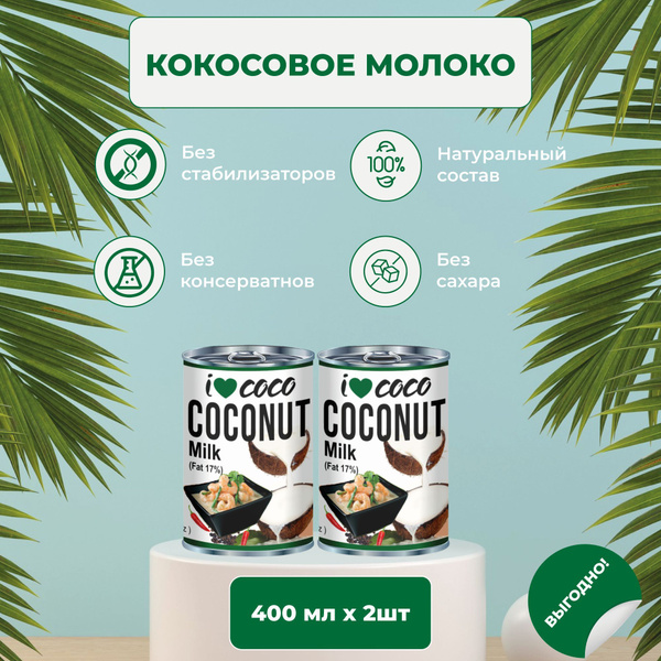 Характеристики Молоко кокосовое I love coco, жирность 17%, Шри-Ланка (2 ...