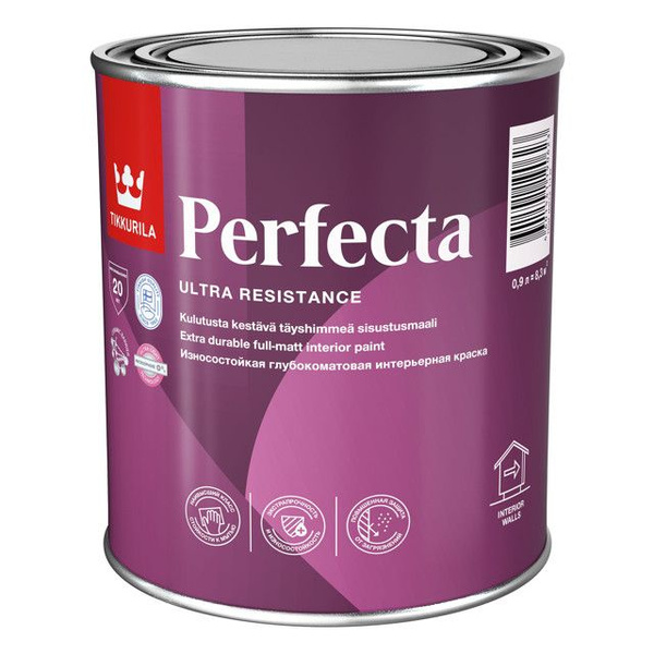 Краска акриловая tikkurila perfecta база c для стен и потолков 0,9л ...