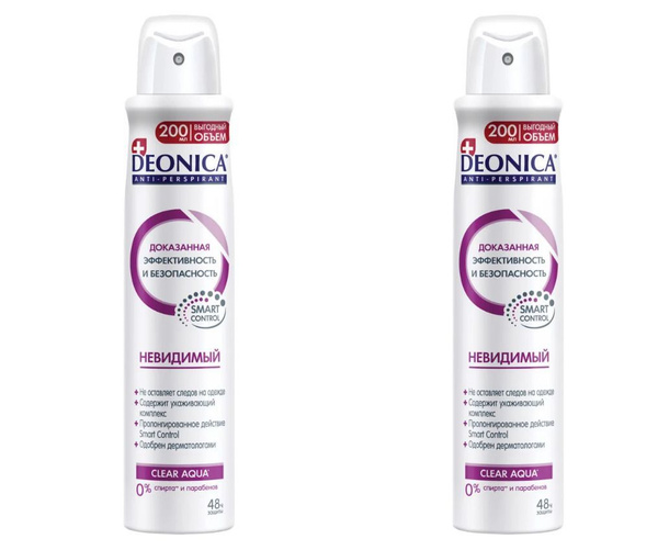 DEONICA Дезодорант-антиперспирант женский Невидимый, 200 мл, 2 штуки - купить с доставкой по ...
