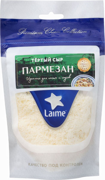Твердый сыр Пармезан Laime, тертый, 40%, дой-пак, 100 г - купить с ...