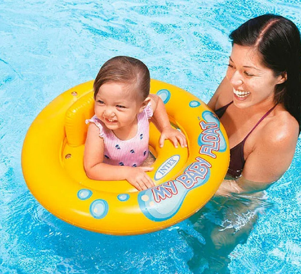 Детский надувной круг для плавания 67 см, с отверстиями для ножек, с ...