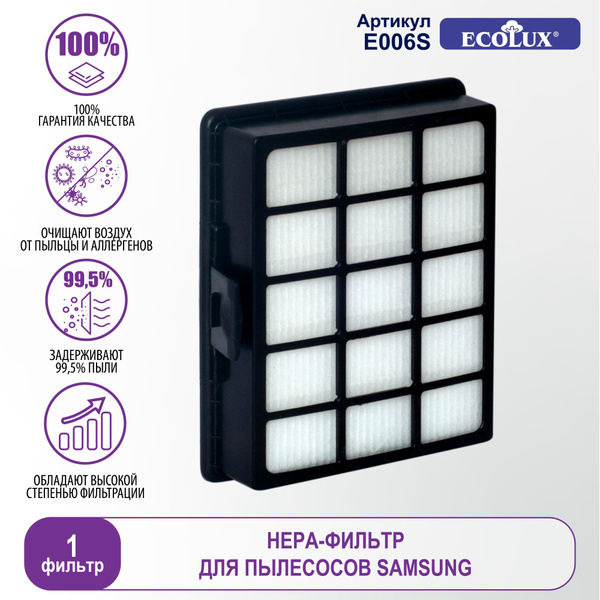 Фильтр для пылесоса Ecolux 7043 E006S HEPA Samsung SC65..,66..,67..,68 ...