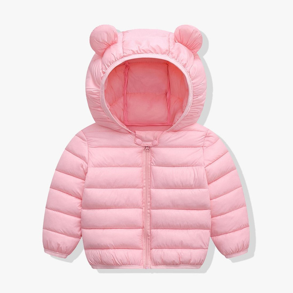 Куртка Мальчики, Девочки SYJWY Капюшон, Карманы розовый Полиэфир, размер 80 Длинный Зима Китай ...