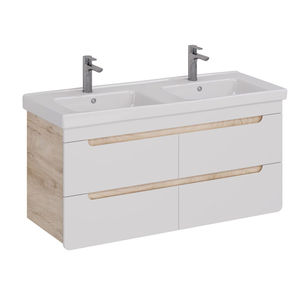 Тумба Lemark OLIVIA 125 см под 2 раковины, подвесная,4 ящика, цвет корпуса: Дуб кантри, цвет ...