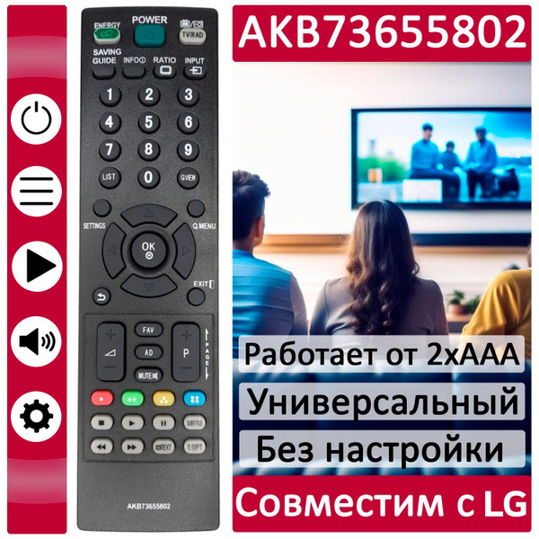 Пульт ДУ HUAYU Пульт для телевизора LG AKB73655802 универсальный ...