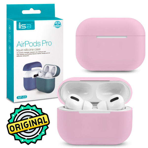 Силиконовый чехол для наушников AirPods Pro розовый / кейс на аирподс ...