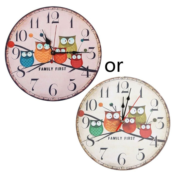 Ретро деревянные настенные часы с петухом винтажные деревенские не тикающие бесшумный тихий