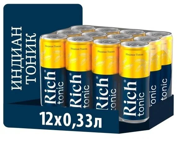 Газированный напиток Rich Indian tonic Рич Индиан тоник ж/б 0,33 по 12 ...