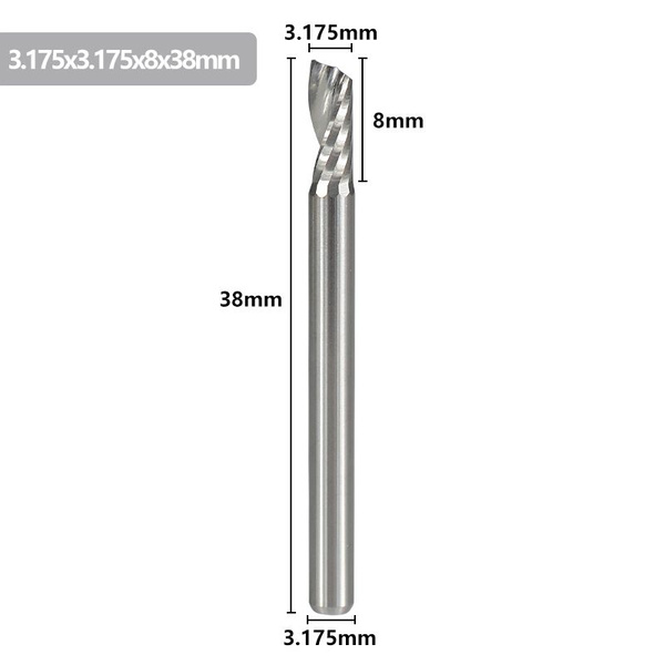 Фреза спиральная XCAN однозаходная 3,175x3,175x8x38 мм, по дереву и ...