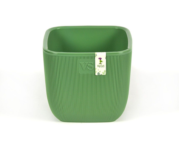 Кашпо VipSet Фабио 1,95л зеленый с дренажной вставкой / d14см / h12,5см ...
