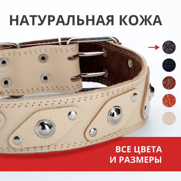Ошейник для собак крупных пород кожаный широкий - купить с доставкой по ...