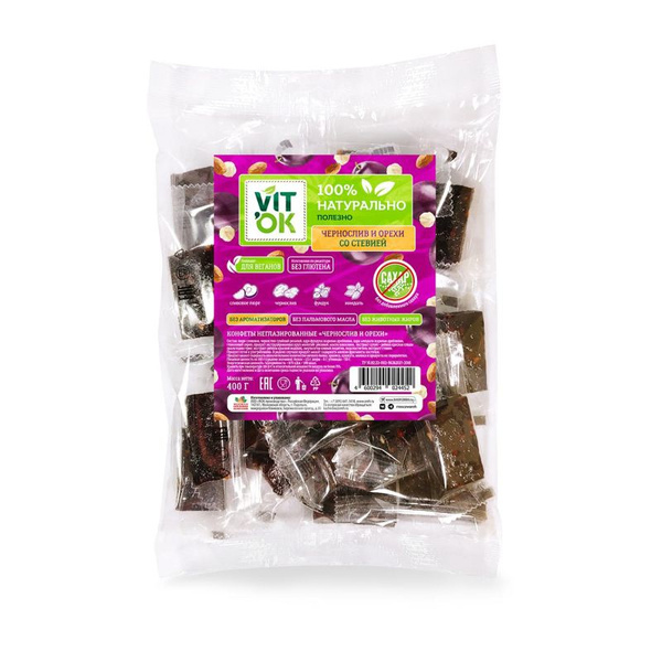 VITok Конфеты неглазированные Чернослив и орехи, 400г купить на OZON по низкой цене (1744765514)