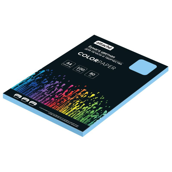 Бумага Attache цветная (голубой пастель), 80 грамм, A4 (21 29.7 см), 100 листов - купить с ...