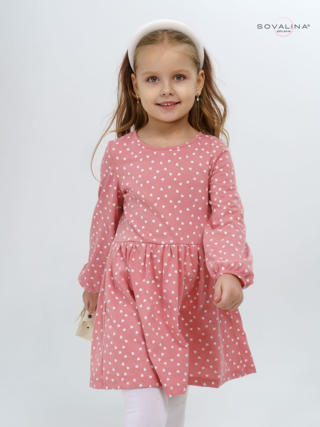 Платье Девочки SOVAlina розовый прямое Повседневный Длинный Трикотаж ...