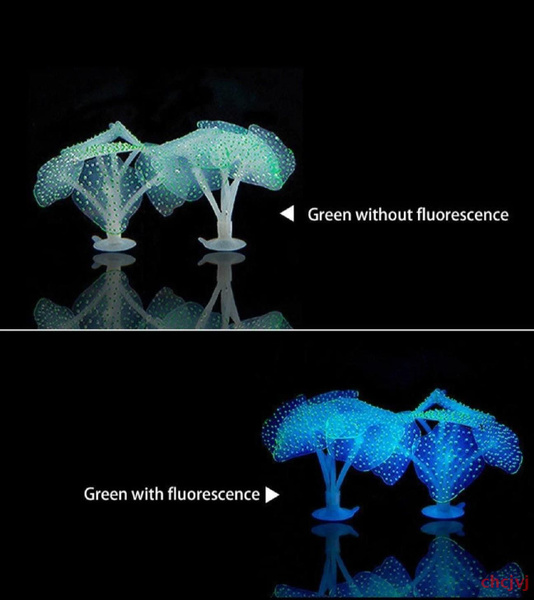 Декорация для аквариума растение на присоске, флуоресцентный "Коралл ...