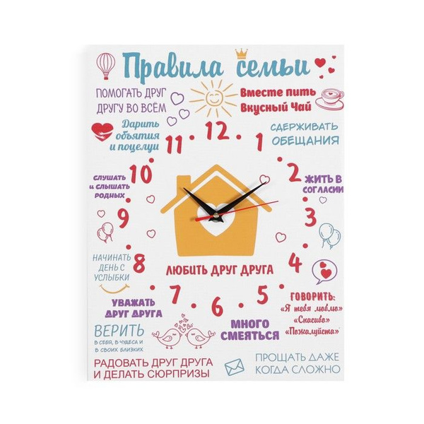 Часы картина настенные Соломон интерьер Правила семьи плавный ход 30х40 см Cl 5000xs