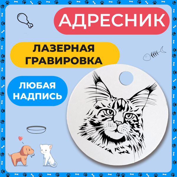 Адресник для кошек, адресник с гравировкой для кошек разных пород ...
